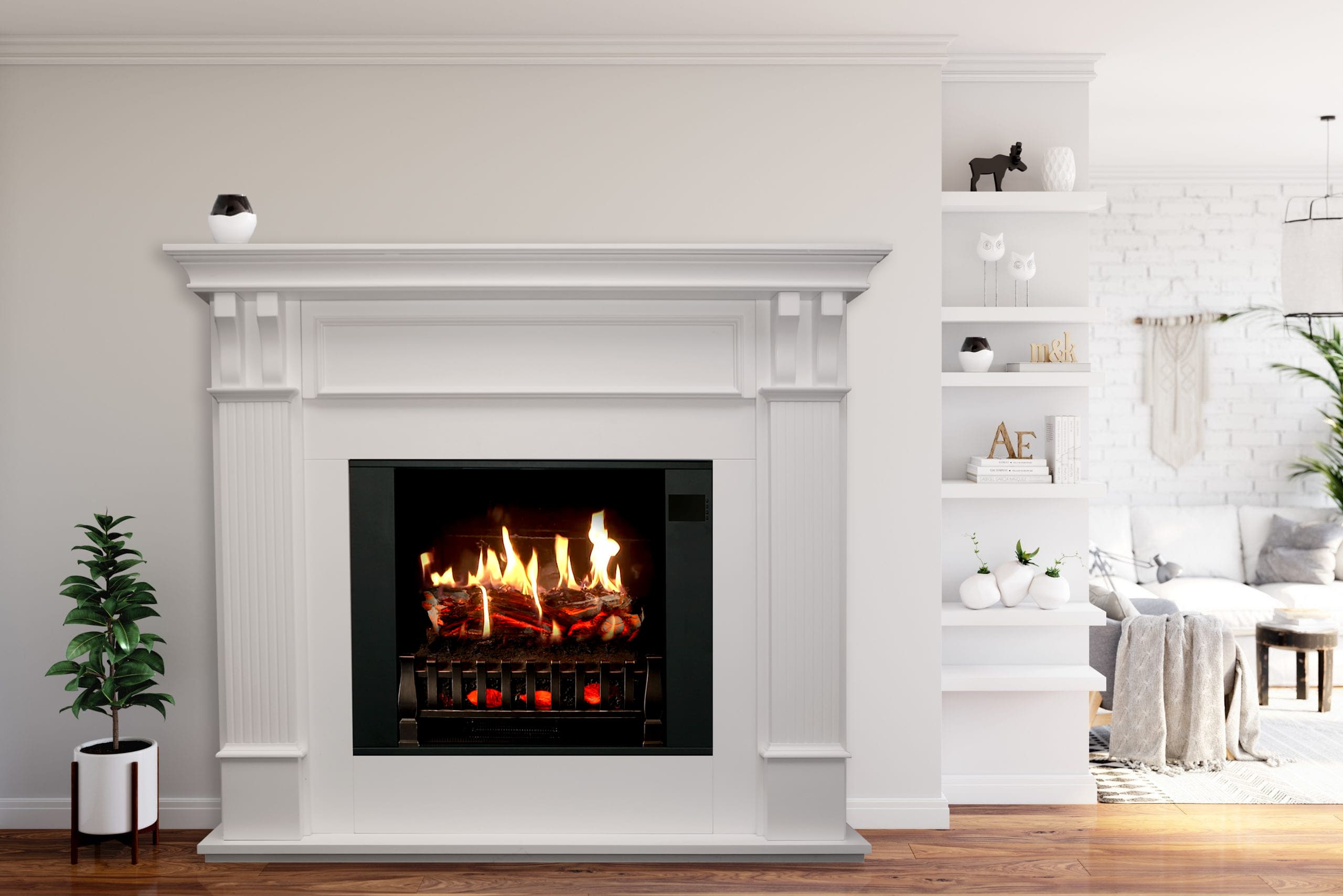 Large Electric Fireplace with Mantel [Trinity Model] - MagikFlame
